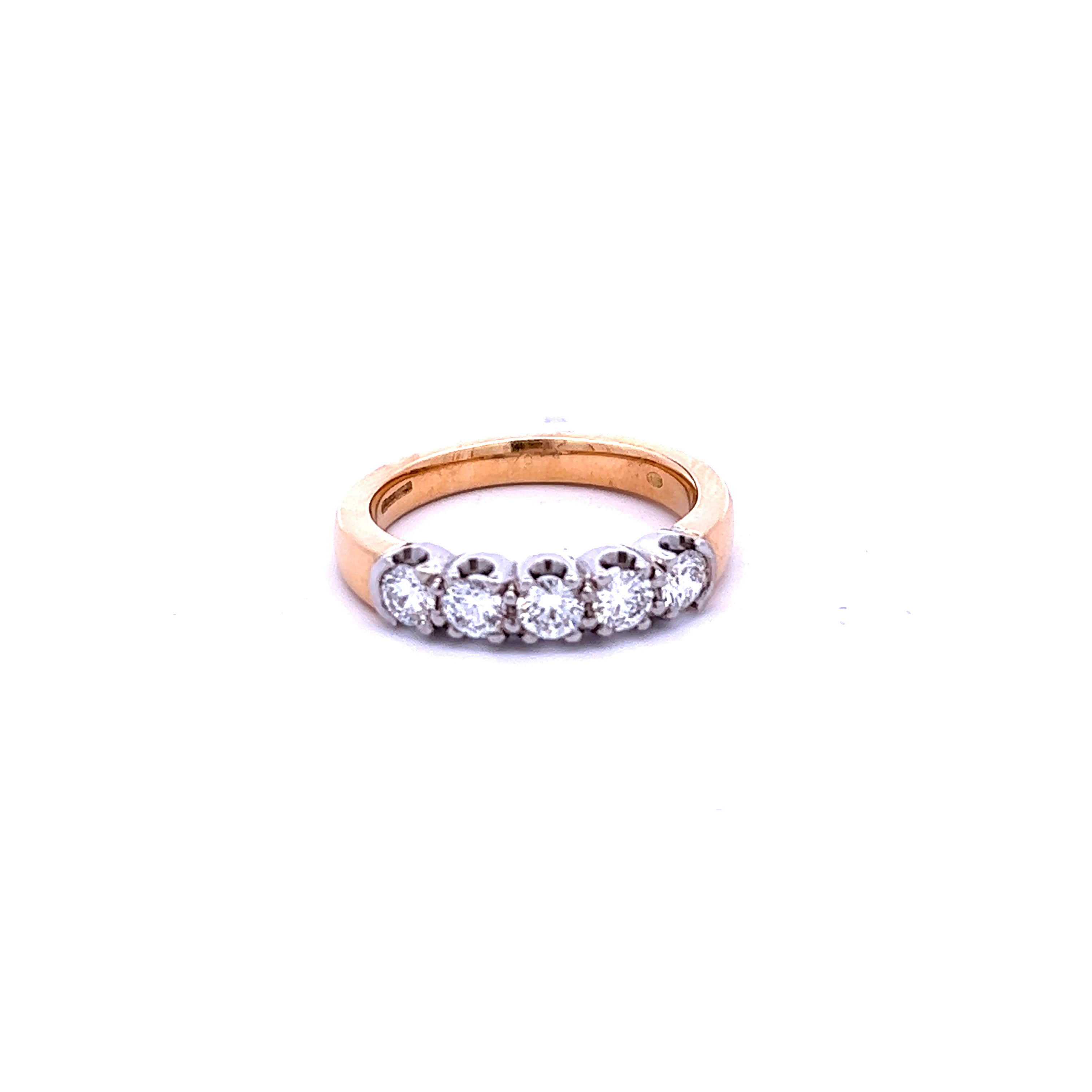 18ct Yellow Gold 0.62ct 5 Brilliant Cut Diamond Half Eternity Ring ...