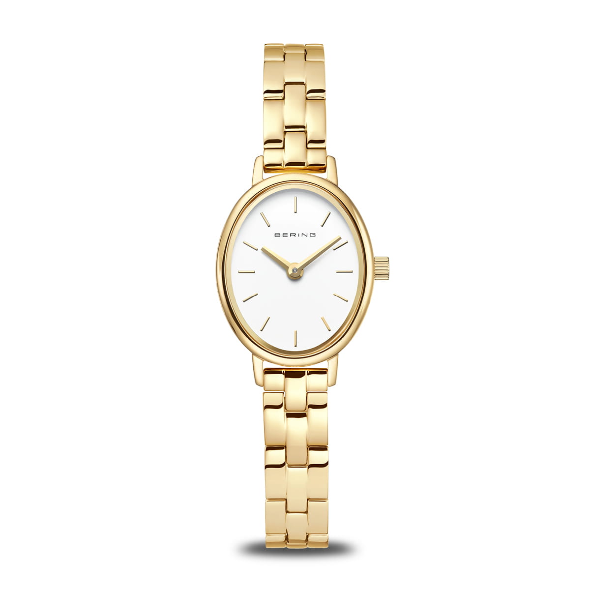 Bering Yellow Gold Plated Classic Oval White Dial Links Bracelet Watch ...
