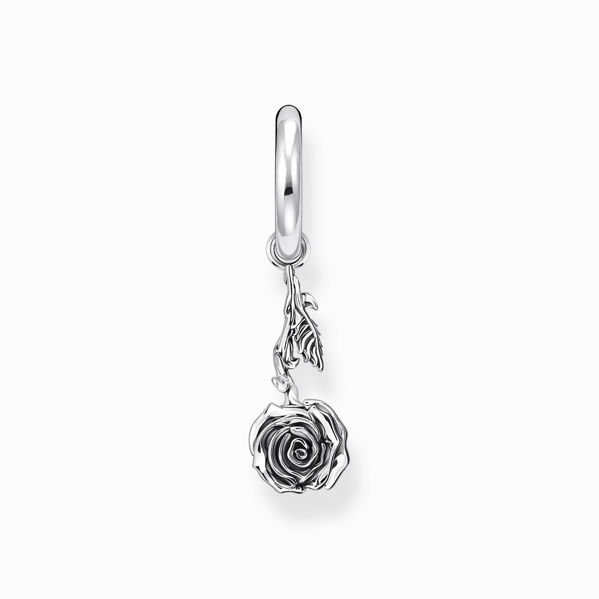 Thomas Sabo Sterling Silver Single Hoop Midnight Rose Drop Earring CR7 ...