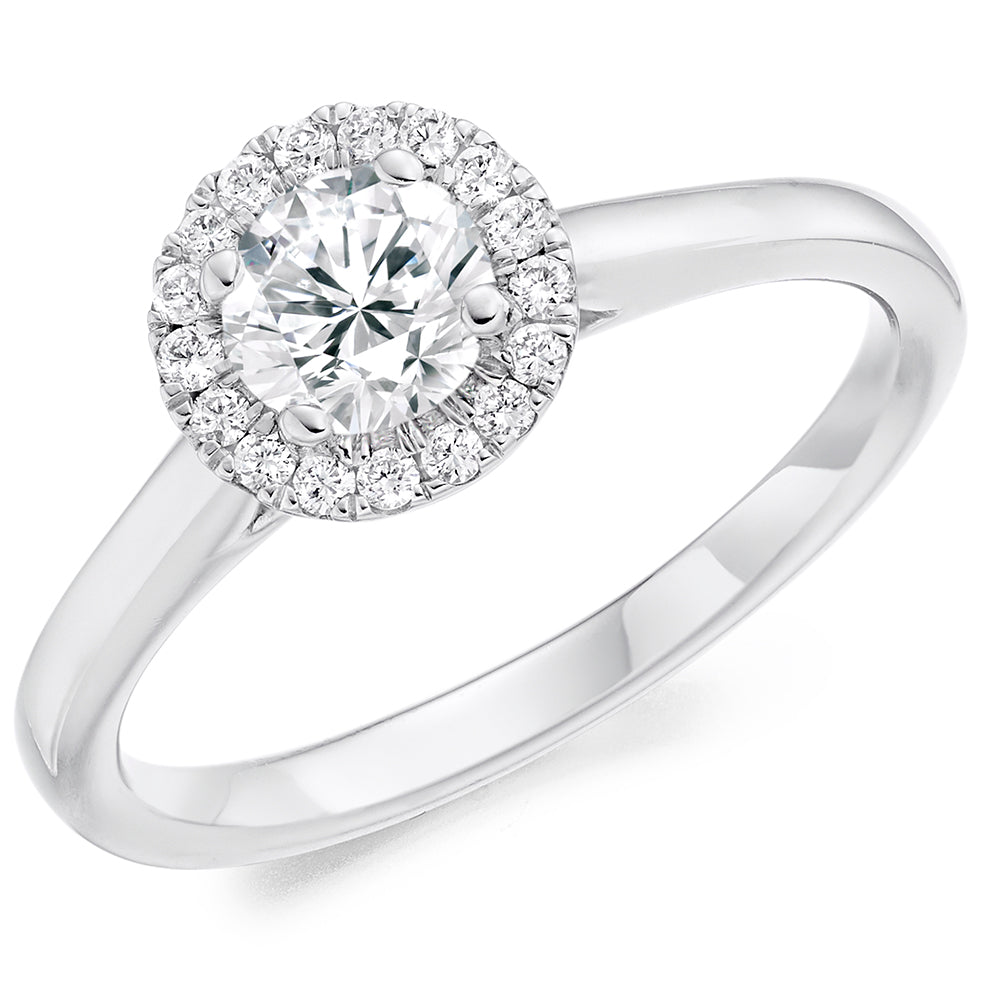 Platinum 0.50ct Brilliant Cut Diamond Halo Ring – Judith Hart Jewellers