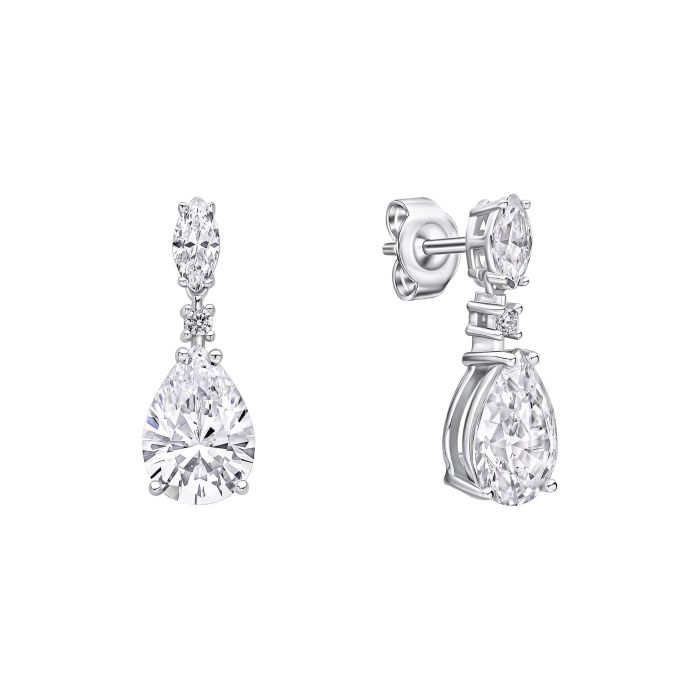 Diamonfire Sterling Silver Cubic Zirconia Marquise Teardrop Dropper Ea ...