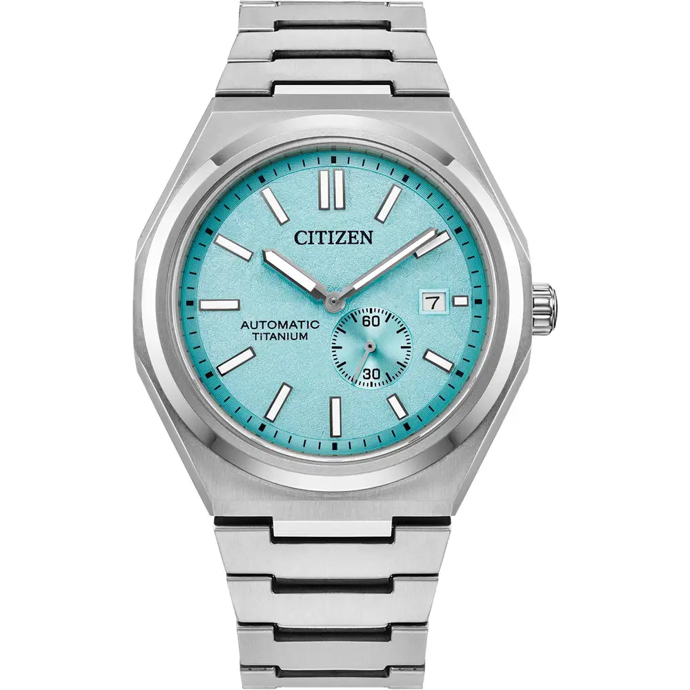 Citizen Zenshin Turquoise Blue Dial Super Titanium Bracelet Watch NJ01 ...